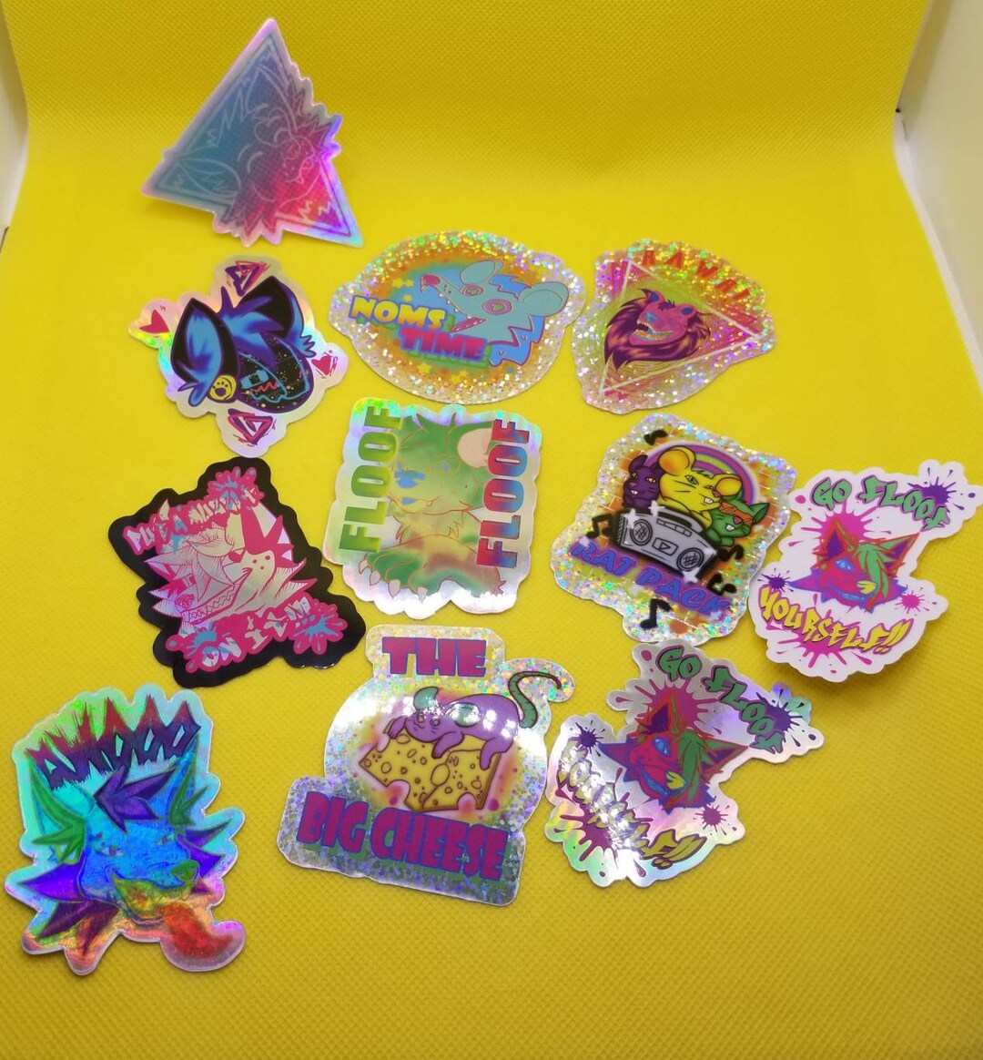 Furry Sticker Pack Bundle, Furry Badge, Holo Graphic Furry Trash ...