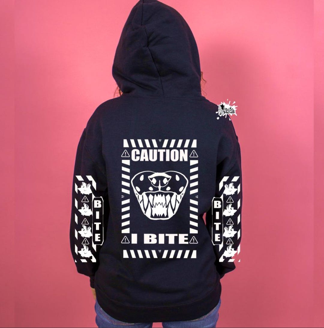 Caution I Bite Hoodie, Furry Hoodie Zip, Furry Sweater, Tactical Wolf ...