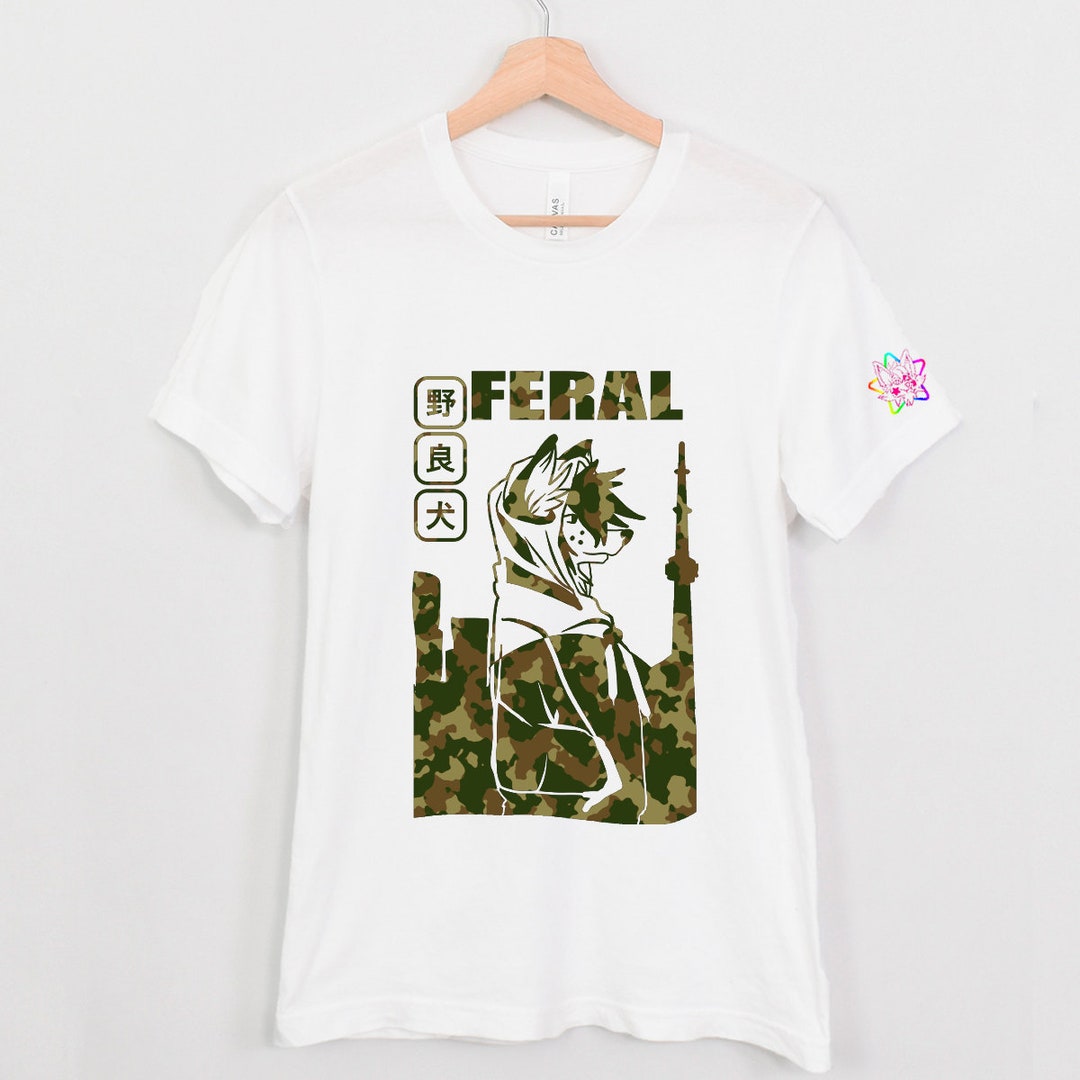 Furry Shirts, Furry T-shirt, Stay Feral Apparel, Camo Anthro Lifestyle ...