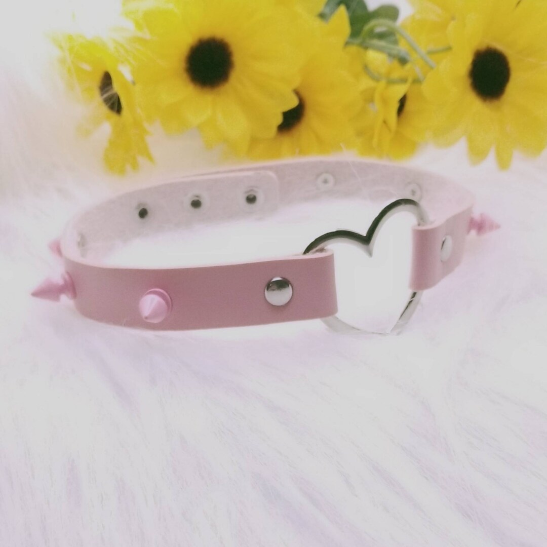 Pink Small Spike Collar, Kitten Play Gear, Goth Spike Choker, Pet Play ...