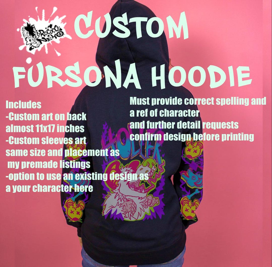 Custom Fursona Graphic Hoodie: Furry Art Commission, Fursona Fursuit ...