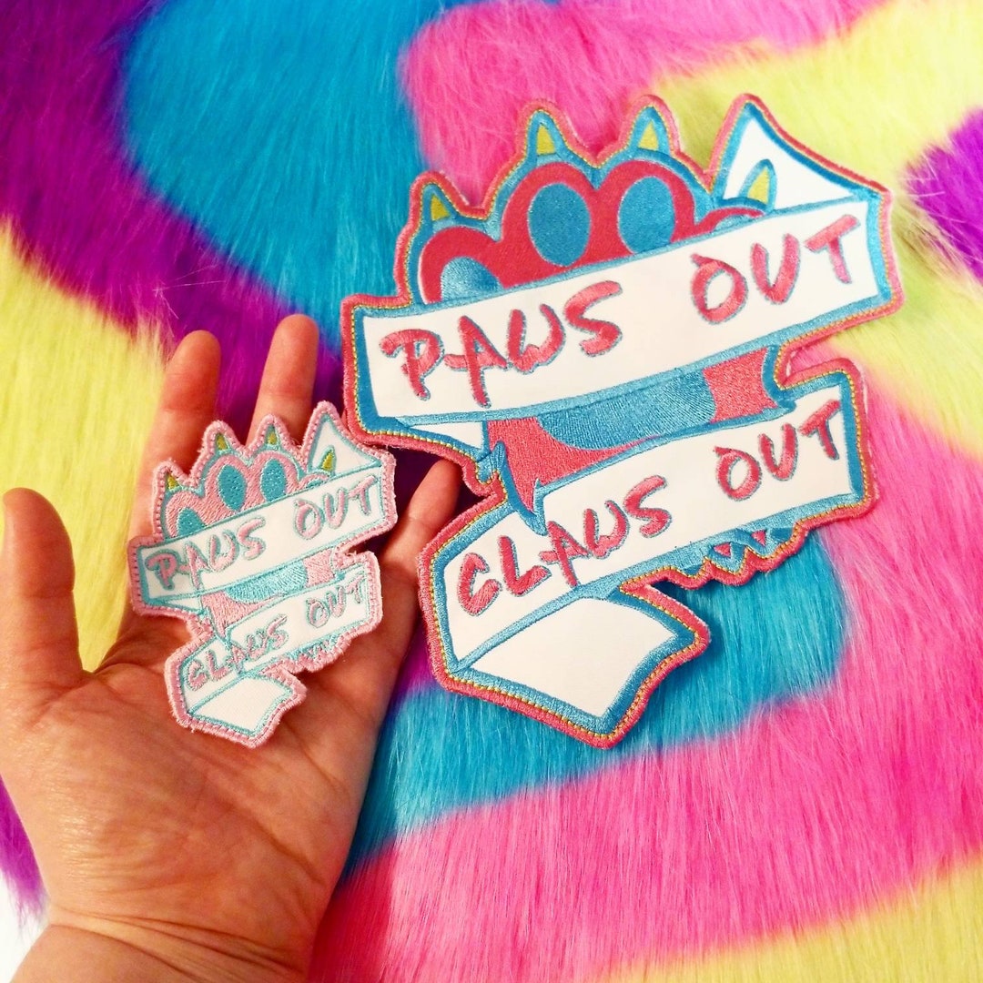 Furry Patch, Small Paws Out Claws Out Back Patch Patch Embroidery ...
