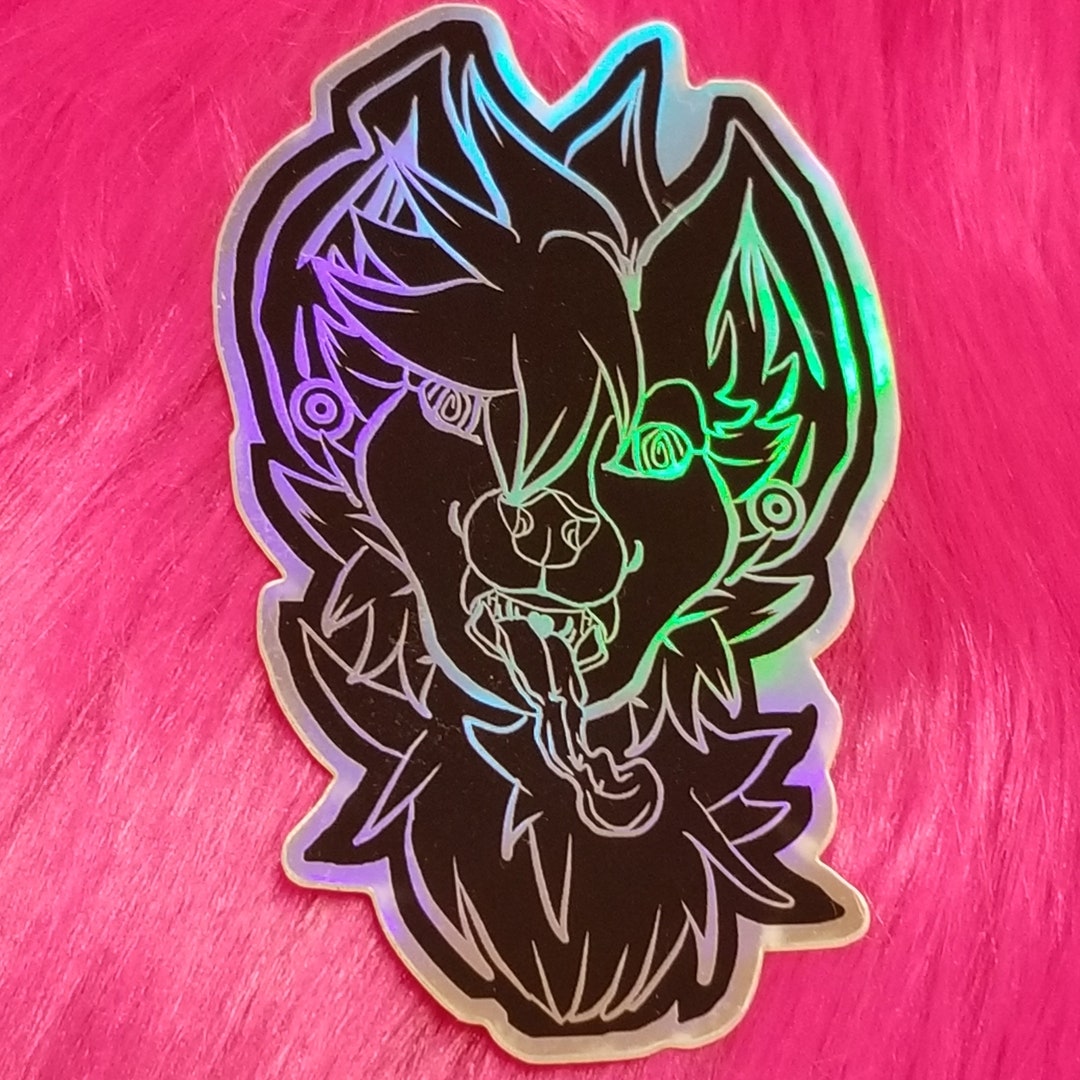Furry Sticker, Wolf Furry Art Badge, Holo Graphic Furry Stickers ...