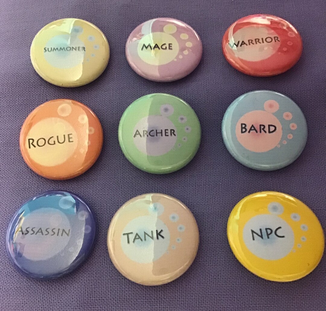 RPG Class Pins, Tank, Rogue, NPC, Tank, Archer... 1.25 Inch Pink - Etsy