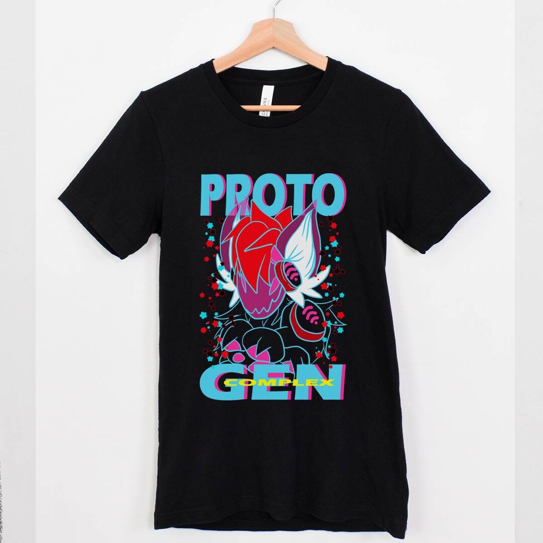 Neon Protogen DJ T-shirt: Furry Pride Anthro Art Apparel - Etsy