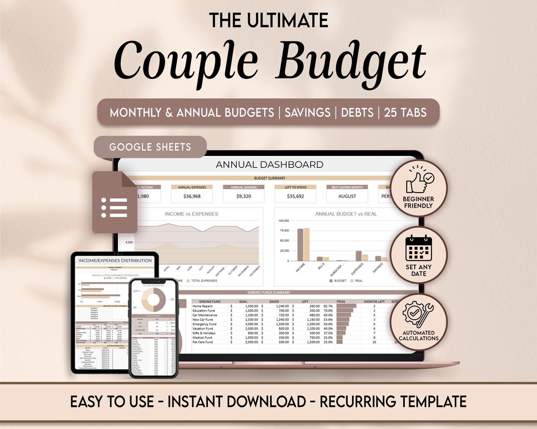 Couples Budget Spreadsheet for Google Sheet Annual Couple Budget ...