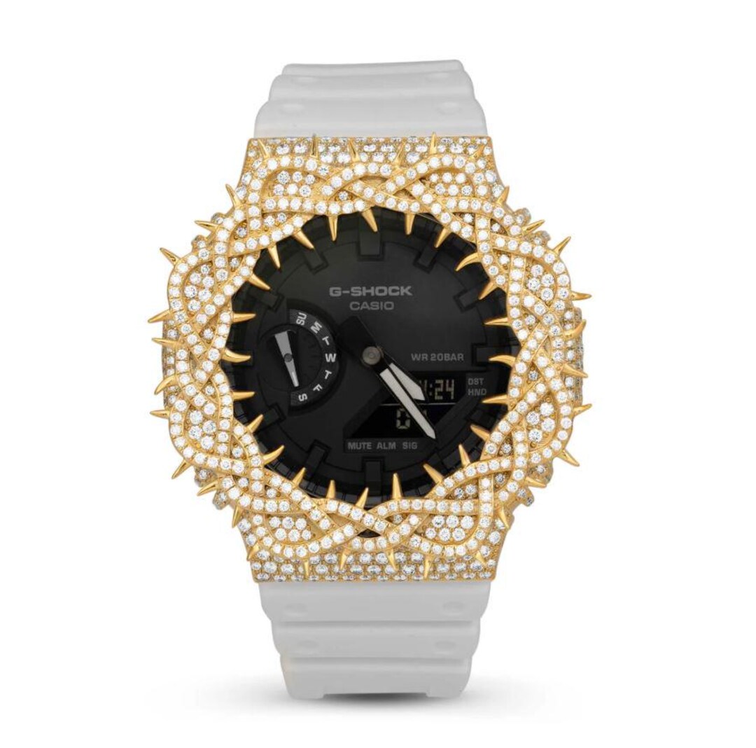 Iced Out G-shock GA2100 Watch – Yellow Diamond Thorn Design - Etsy