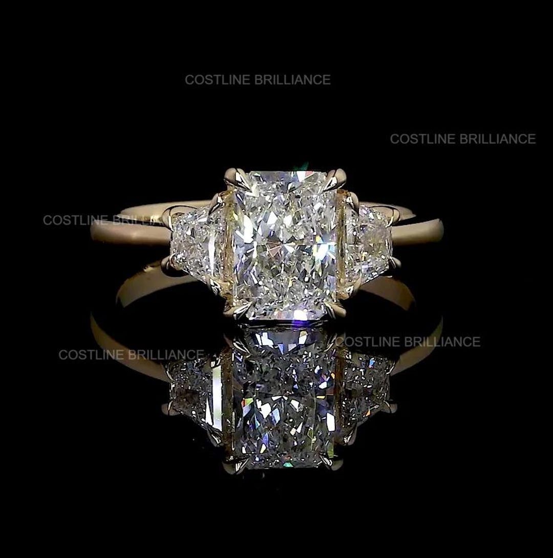 3 CT Radiant Cut Lab Grown Diamond Engagement Ring Radiant With ...