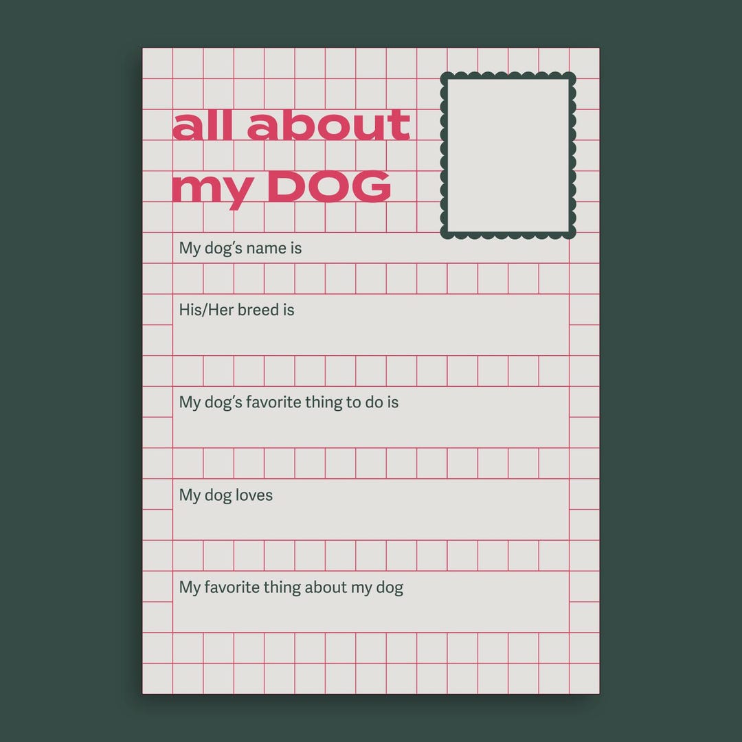 All About My Dog Printable | Kids Pet Activity | Dog Lover Gift ...