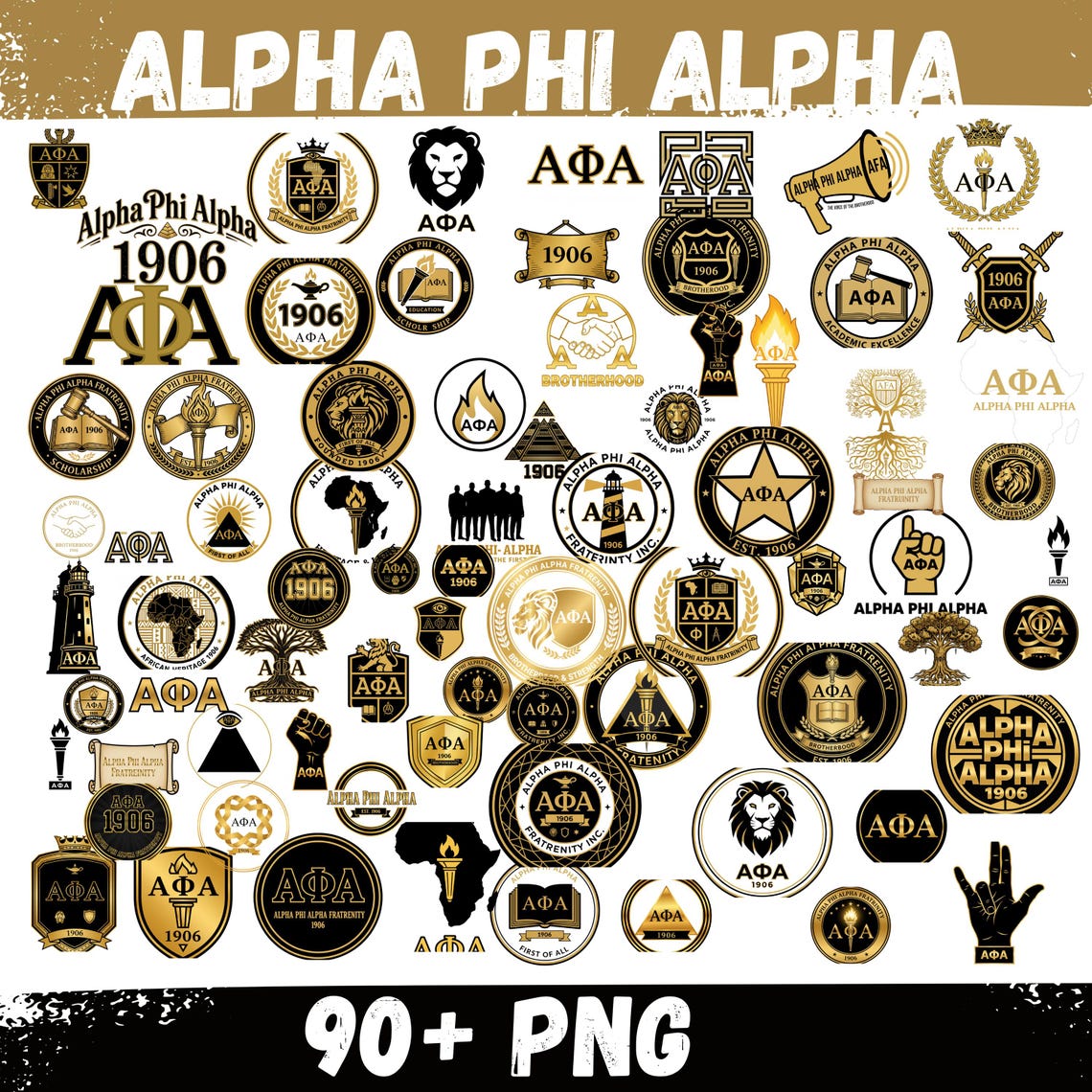 Alpha Phi Alpha PNG Bundle 90+ Fraternity Graphics Greek Letters Hand ...