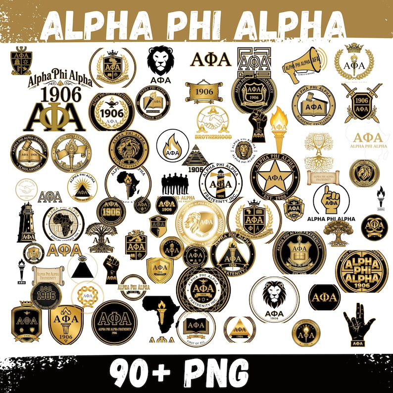 Alpha Phi Alpha PNG Bundle 90+ Fraternity Graphics Greek Letters Hand ...