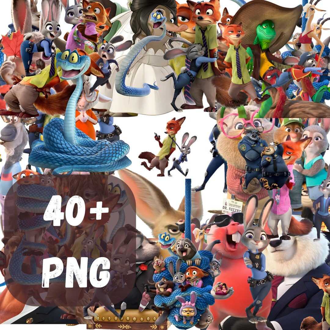 Zootopia PNG Clipart Bundle 40+ Cartoon Animal Graphics Transparent ...
