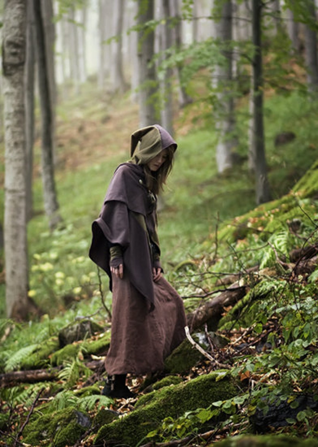 Forest Elven Shawl Robe With Brooch and Elf Gloves - Etsy