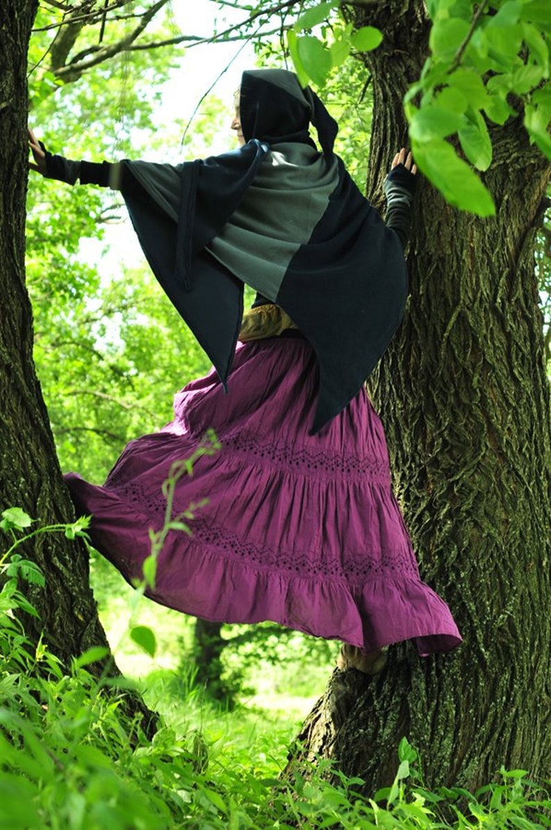 Blue Grey Elven Shawl Robe With Brooch and Elf Gloves / Handmade Forest ...