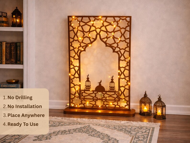 LED Mihrab for Prayer Room, Stainless Steel Ramadan Geometric Masjid ...
