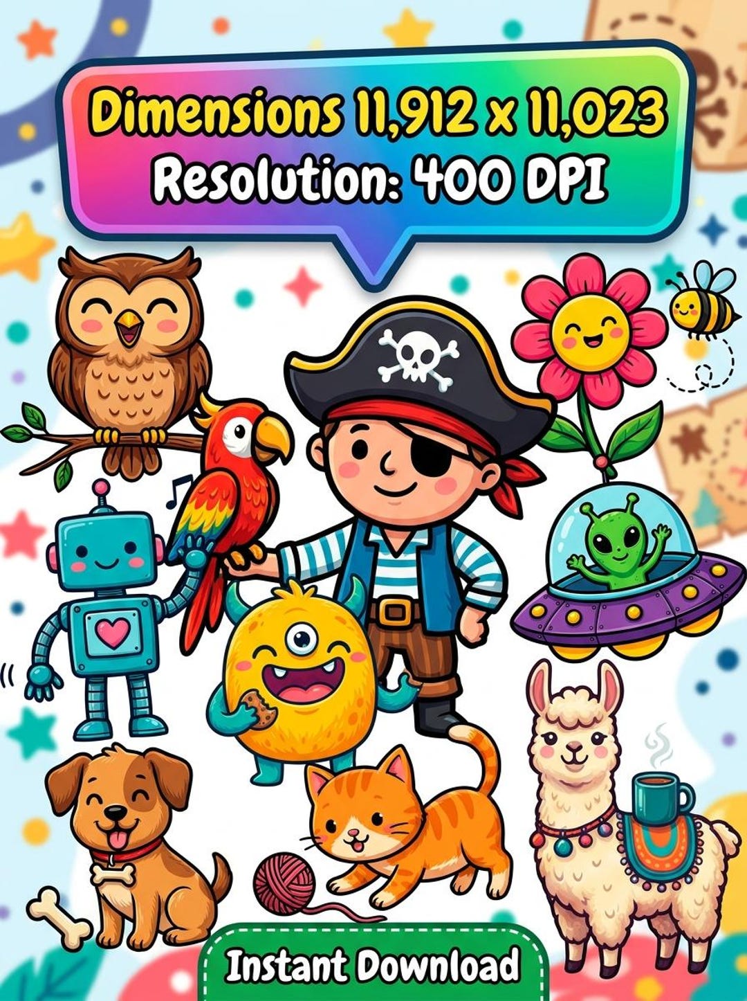 17 Premium Kids Clipart Bundle | Mega Cute Characters PNG | Pirates ...