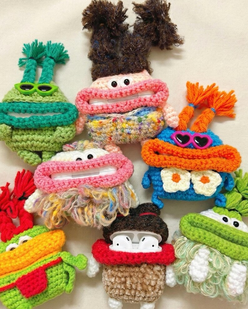 Cute Crochet Monster Airpods Case | Plush Yarn Earbuds Cover | Kawaii ...