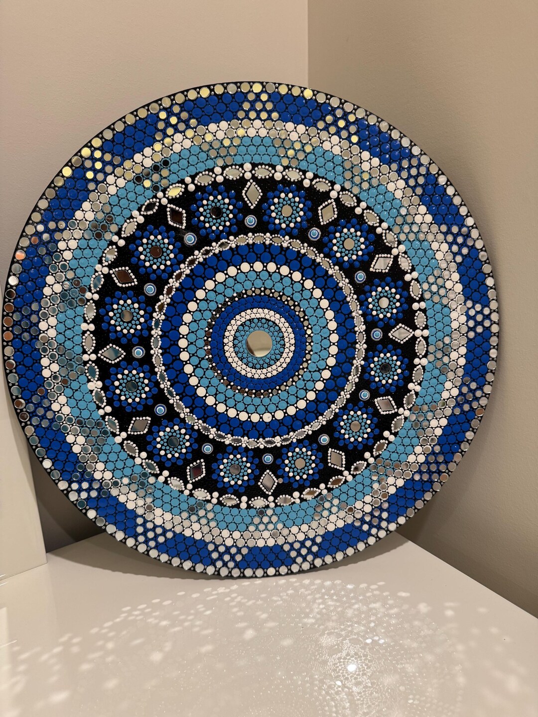 Evil Eye Dot Mandala With Mirrors - Etsy