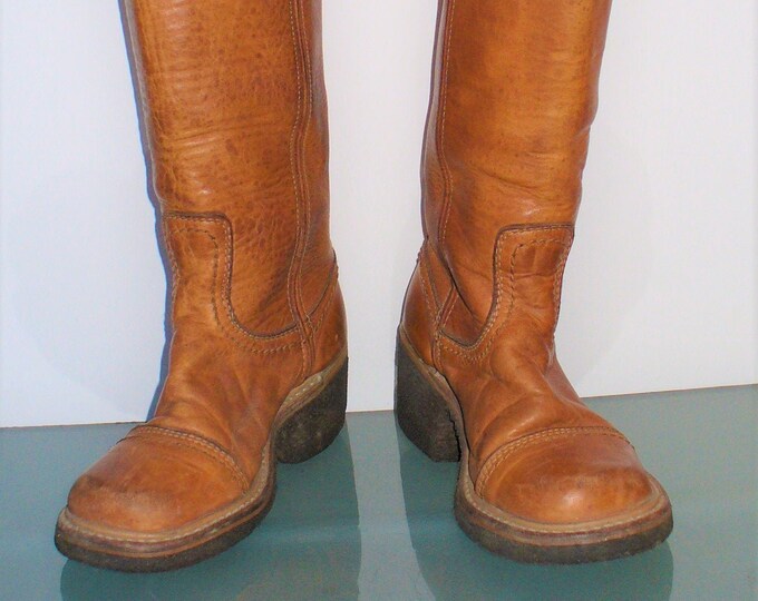 Vintage Bort Carleton Whiskey Leather Boho Campus Boots Size 5 M US - Etsy