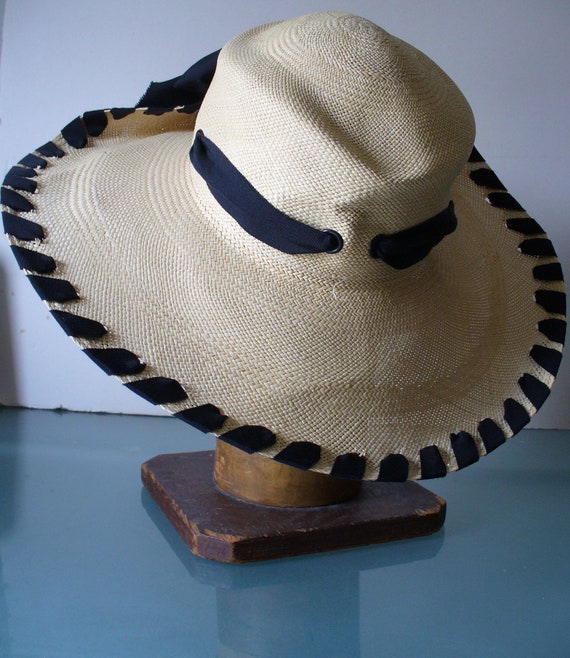 Vintage Deborah Harper Wide Brim Panama Hat - Gem