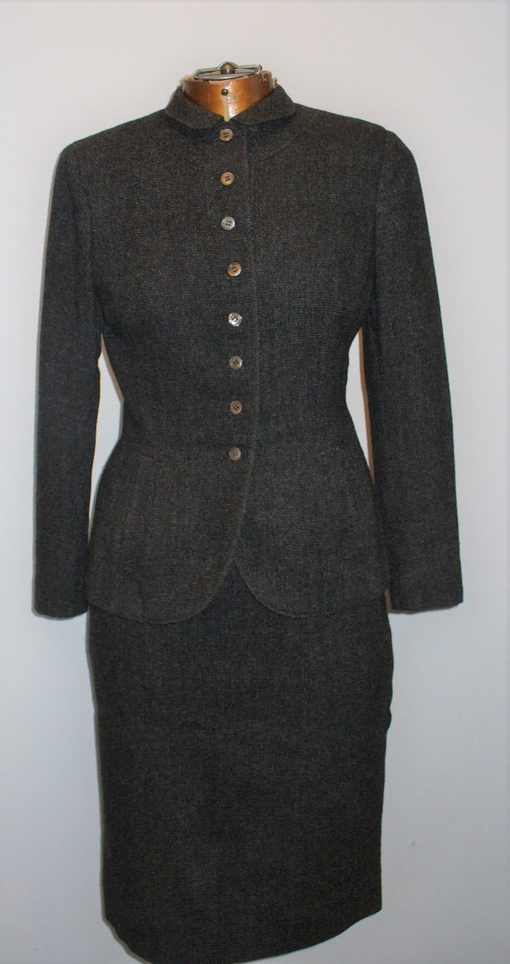 Vintage 1950 Town and Country Gray Wool Suit - Gem