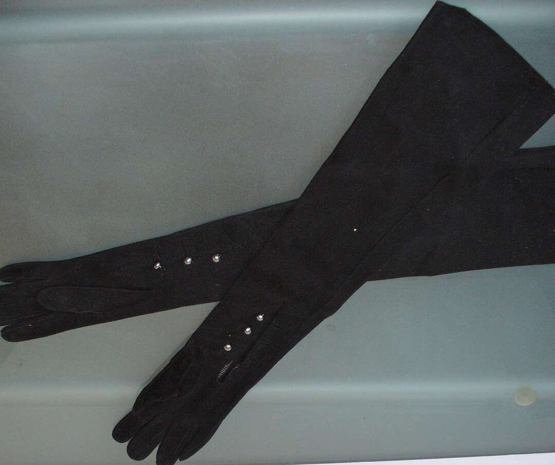 Vintage Calree Opera Length Black Kid Gloves Size 6 1/4 - Etsy