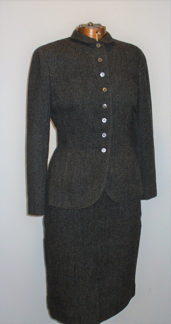Vintage 1950 Town and Country Gray Wool Suit - Gem