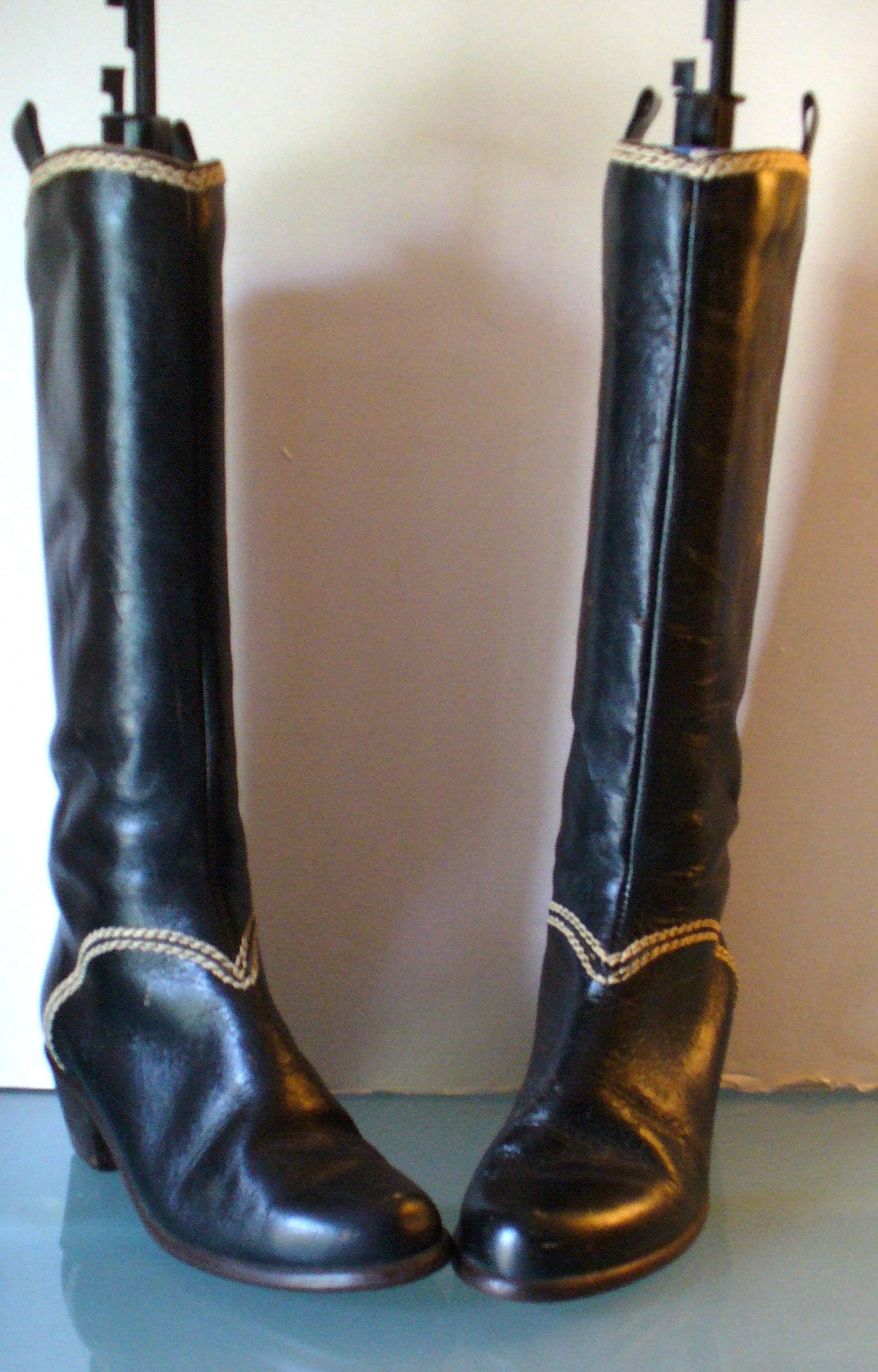 Vintage Bootlegger Black Leather Boho Campus Boots Size 7M US - Etsy