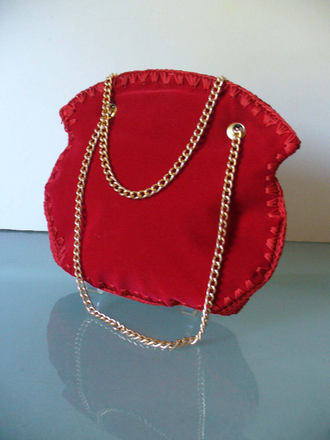 Vintage Walborg Tomato Red Velvet & Crochet Handbag - Etsy