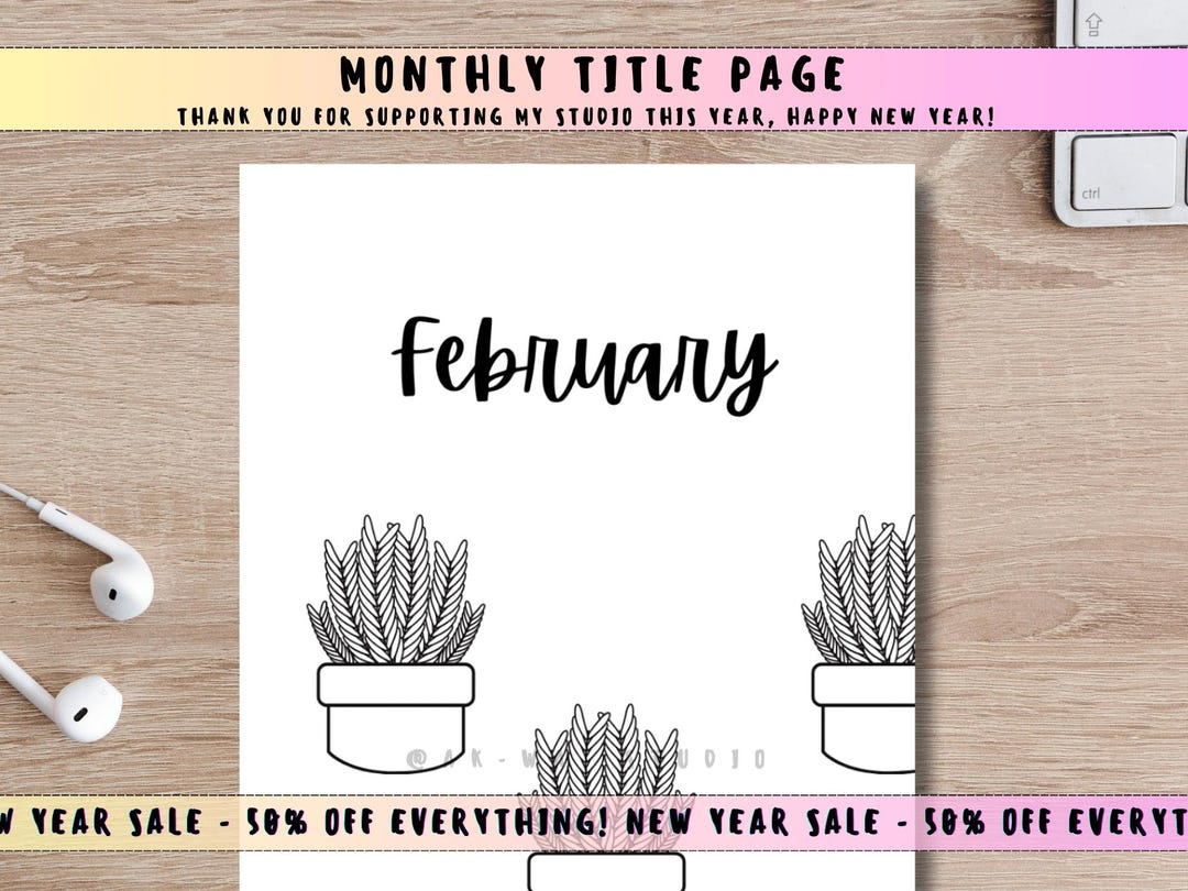 February Title Page for Journal (digital Download) - Cover Page - Etsy