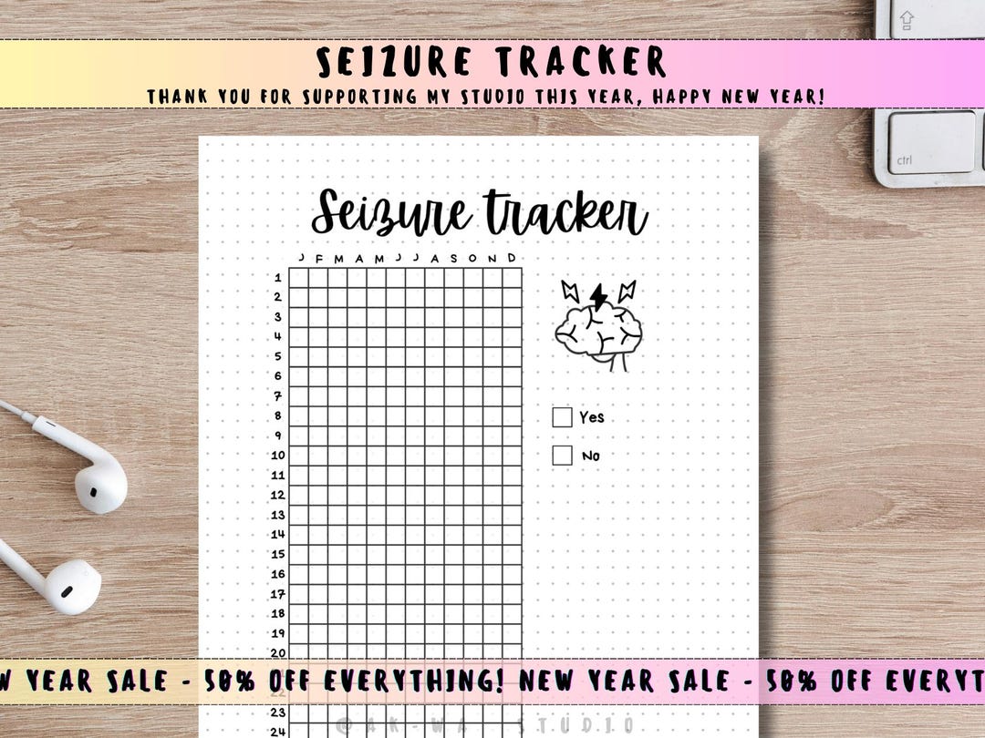 Seizure Tracker as Printable A5 A4 Digital Pages | Color-your-own ...
