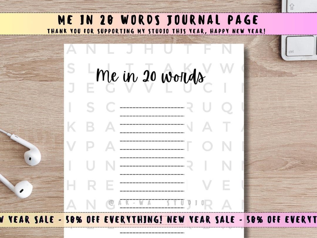 Me in 20 Words Journal Page Printable A5 A4 Digital Pages - Etsy