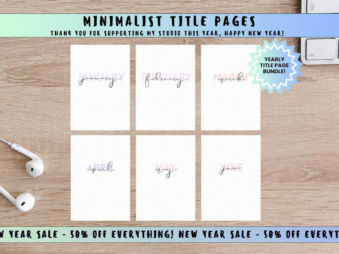 Monthly Title Pages for Journal (digital Download) - Minimalist Cover ...