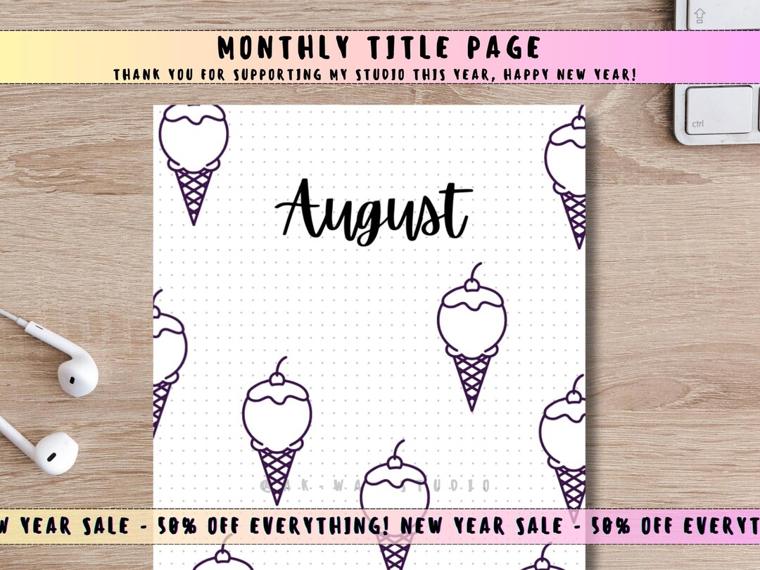 August Title Page for Journal (digital Download) - Cover Page - Etsy