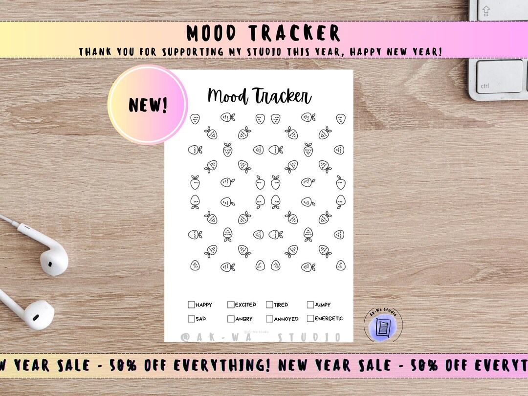 Strawberry Mood Tracker Printable – Journal Planner Page (digital ...