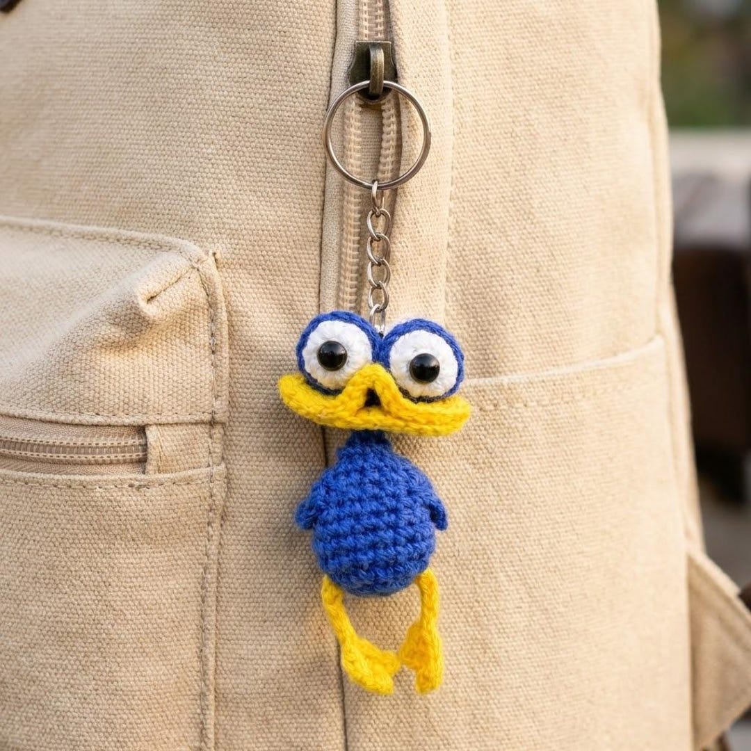 Funny Crochet Duck Keychain, Ugly Amigurumi Bag Charm - Etsy