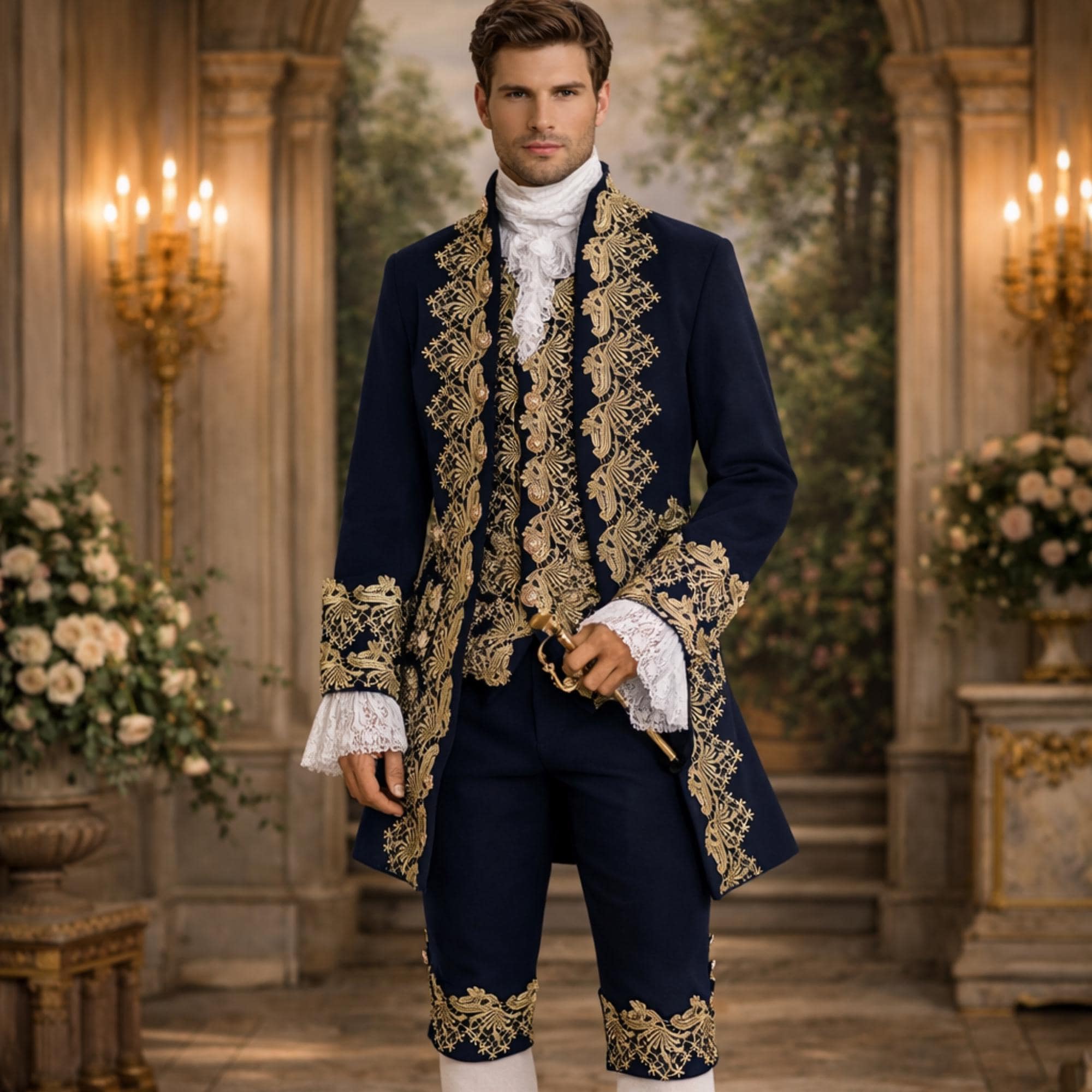 Rococo Costume Set, Gold Embroidered Tailcoat Frock, 18th Century Suit ...