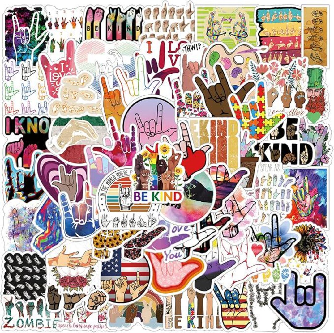 65pcs ASL Be Kind Zombie Stickers -vinyl Waterproof for Water Bottle ...