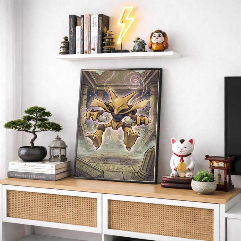 Alakazam Psychic Poster Dark Ukiyoe Mind Power Anime Gamer Wall Art - Etsy