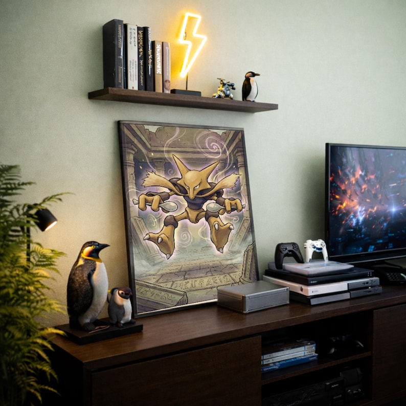 Alakazam Psychic Poster Dark Ukiyoe Mind Power Anime Gamer Wall Art - Etsy