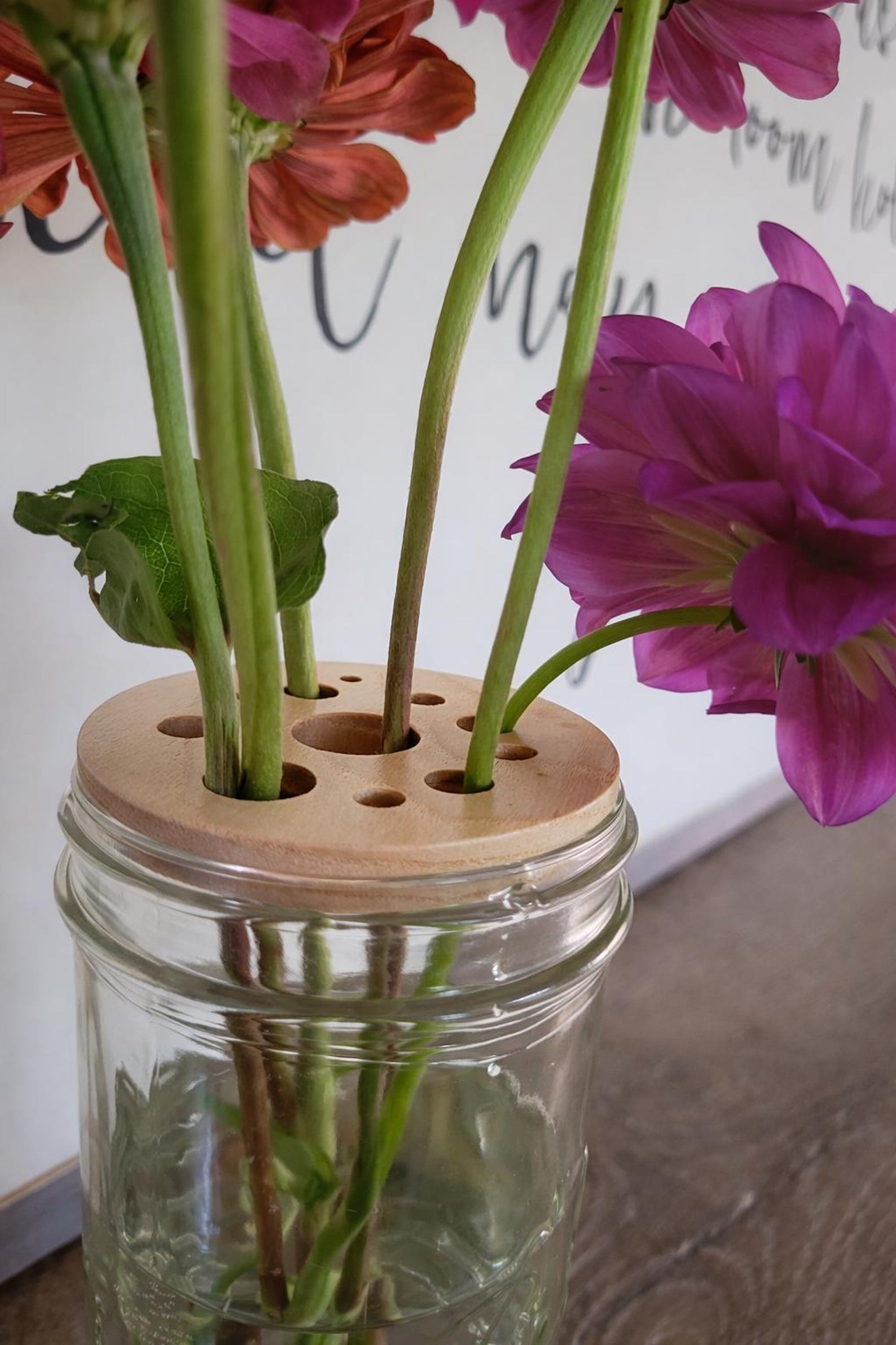 Wooden Flower Frog Lid for Mason Jars – Handmade Floral Arranging ...