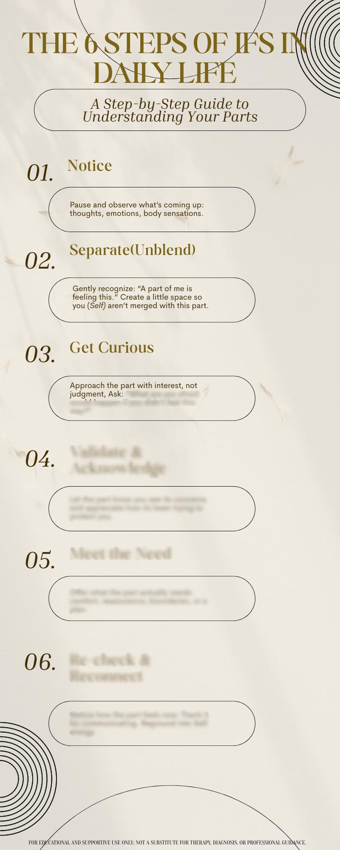 6 Steps of IFS in Daily Life | Internal Family Systems Infographic - Etsy