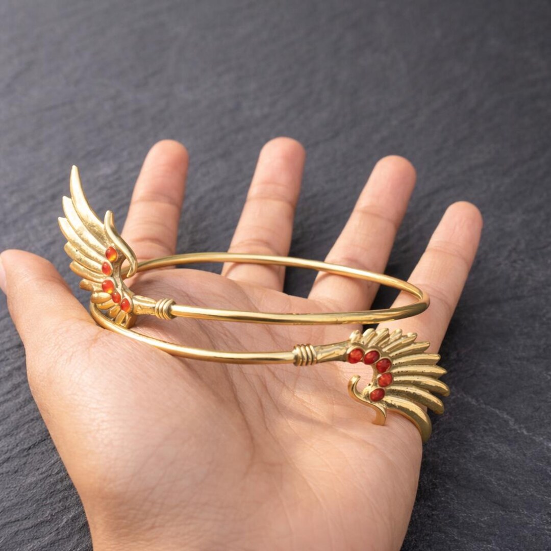 Handmade Gold Wing Arm Cuff | Garnet Stone Boho Jewelry - Etsy