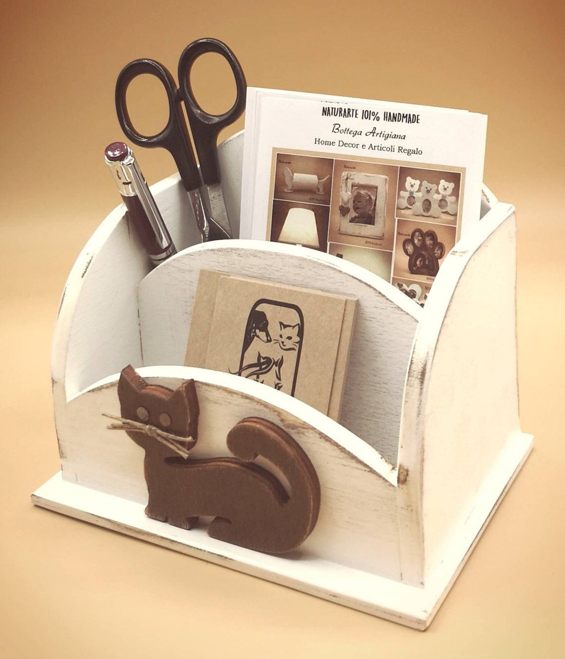 Two Compartment Letter Holder cat - Etsy