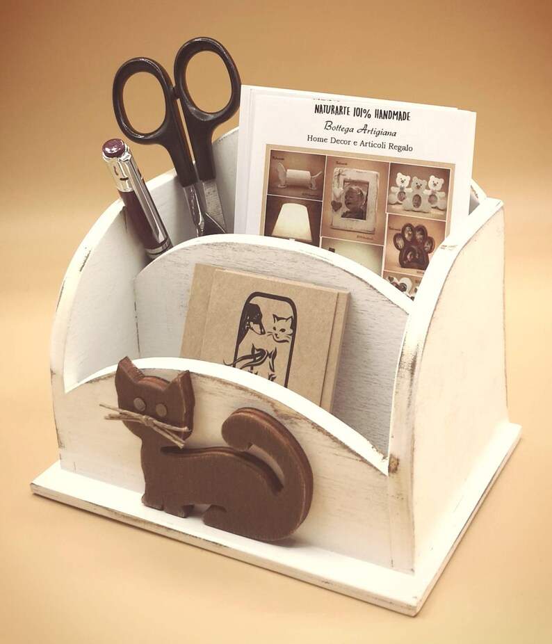 Two Compartment Letter Holder cat - Etsy