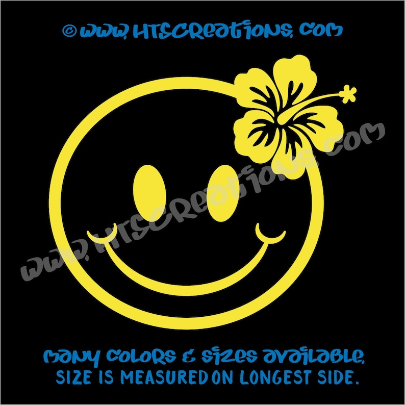 Smiley Face Flower Hibiscus Hawaii Hawaiian Vinyl Decal - Etsy