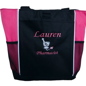Tote Bag Personalized Pharmacist Pharmacy RX Pharm D Pills Mortar Nurse ...