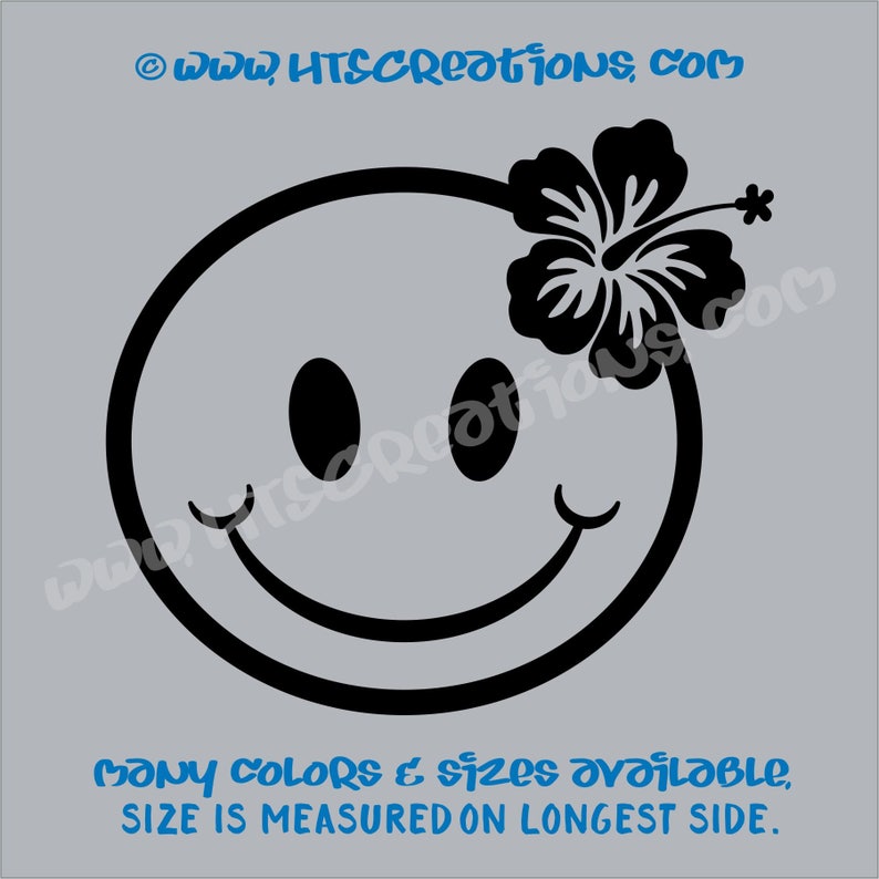 Smiley Face Flower Hibiscus Hawaii Hawaiian Vinyl Decal Sticker Laptop ...