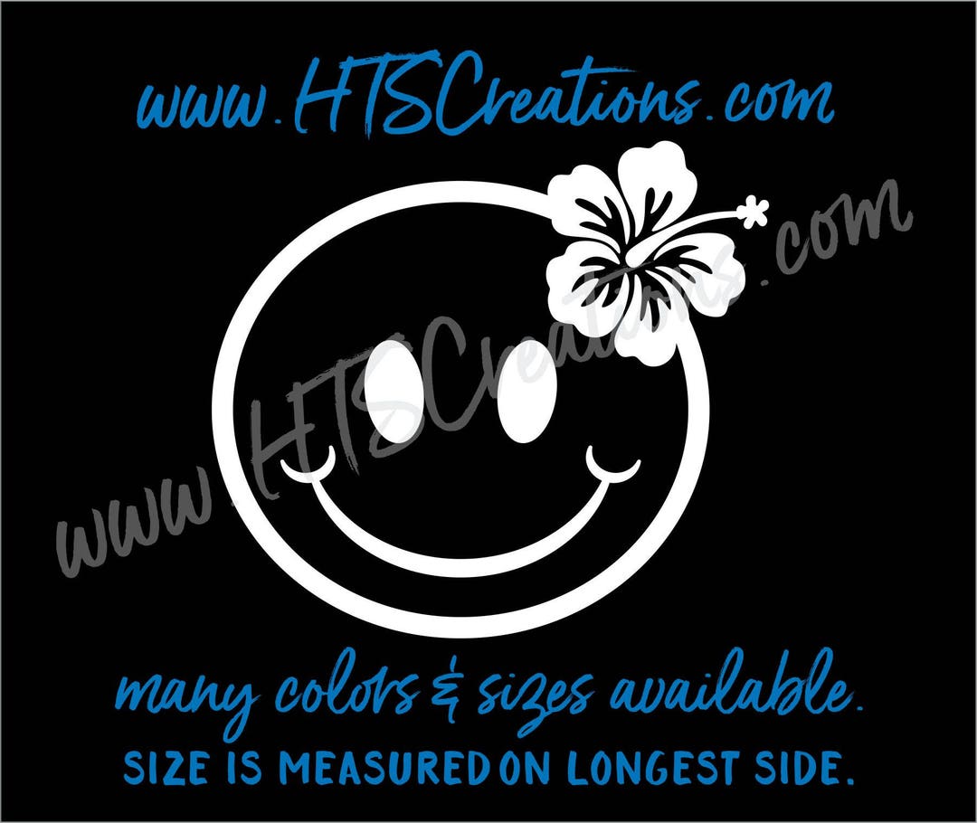 Smiley Face Flower Hibiscus Hawaii Hawaiian Vinyl Decal Sticker Laptop ...