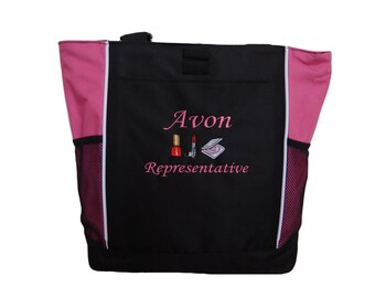 Tote Bag Zippered Personalized Avon Representative Make-up Cosmetology ...